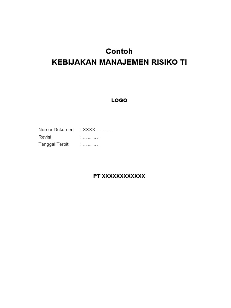 Contoh Kebijakan Manajemen Risiko TI | PDF