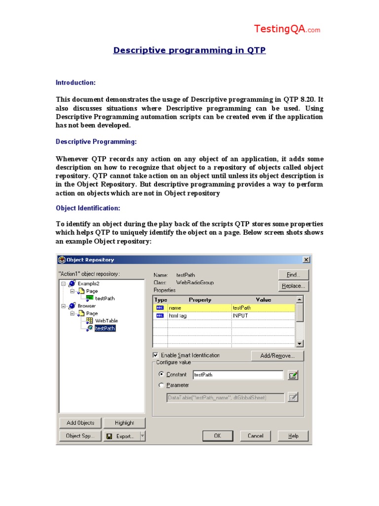 Testingqa: Descriptive Programming in QTP | Download Free PDF | Html ...