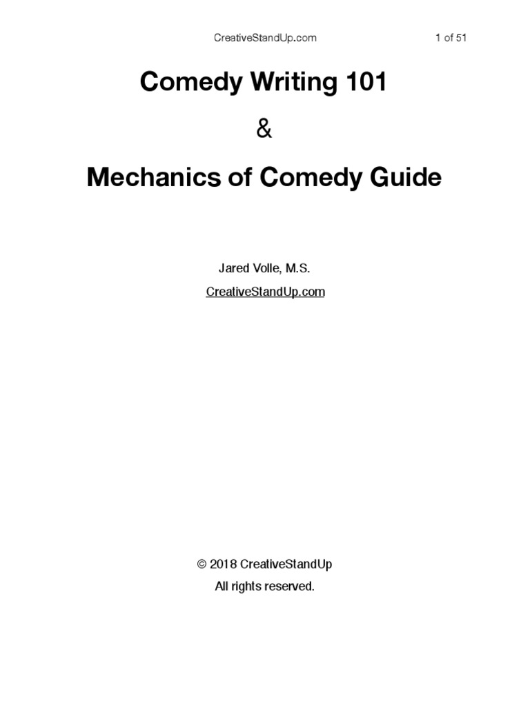 Comedy Writing 101 Mechanics of Comedy Guide: Jared Volle, M.S | PDF ...