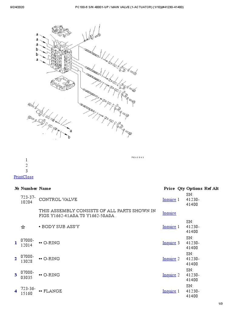 PC100-6 Main Valve Parts List | PDF | Manufactured Goods | Plumbing