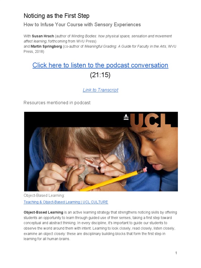 Noticing As The First Step - How To Infuse Your Course With Sensory ...