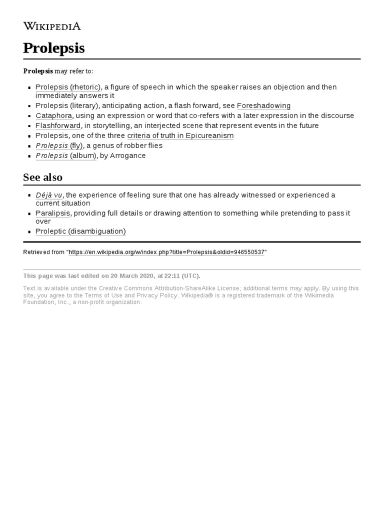Prolepsis | PDF | Social Science | Philosophy