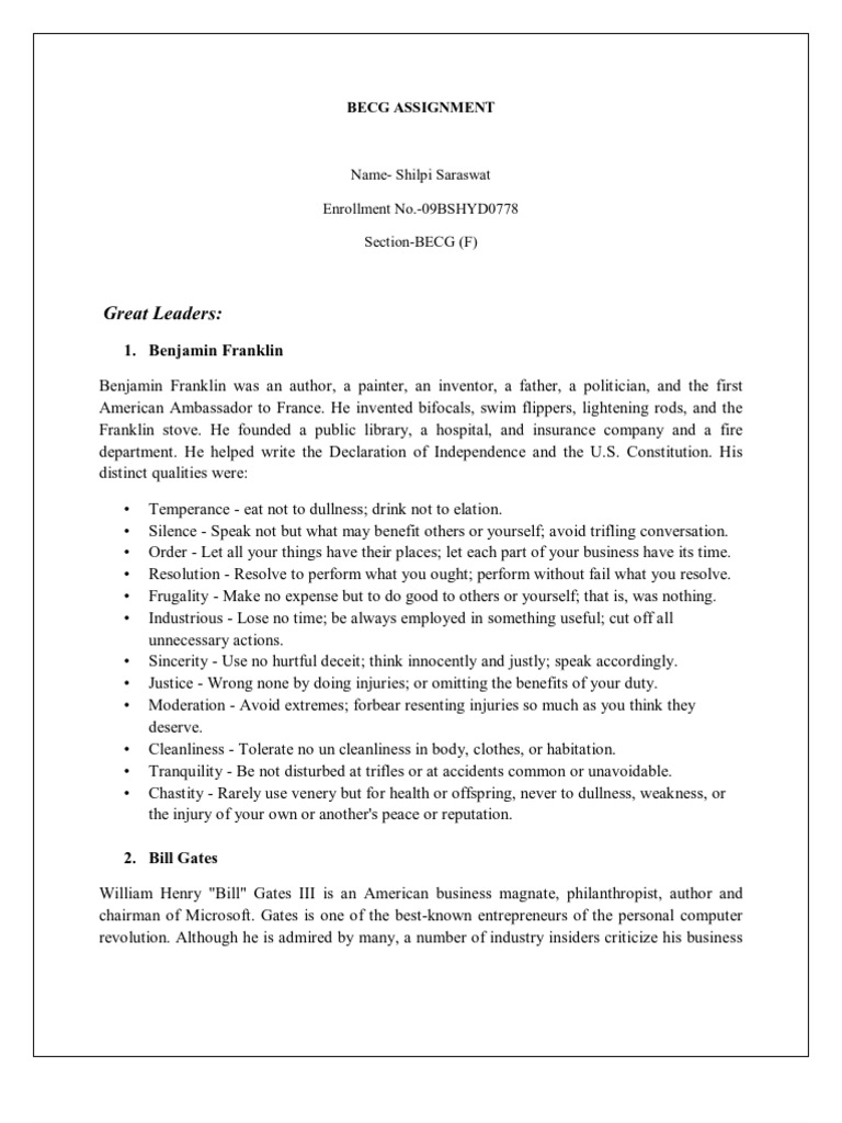 BECG ASSIGNMENT - Leaders | Download Free PDF | Oprah Winfrey | Intel