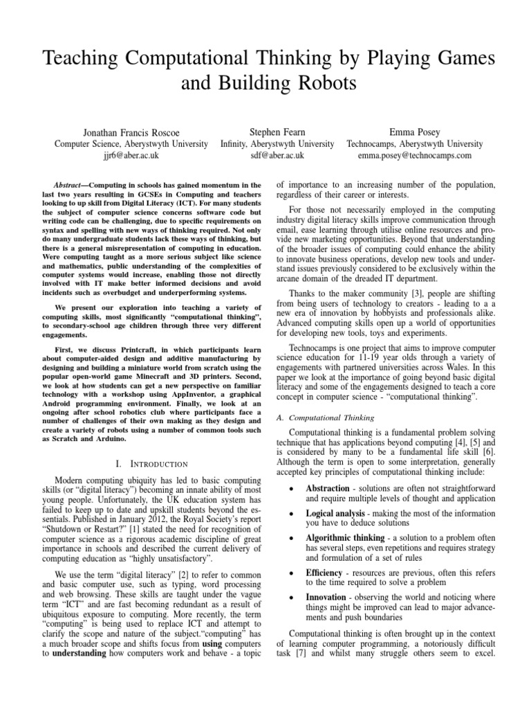 Teaching Computational Thinking by Playing Games and Building Robots ...