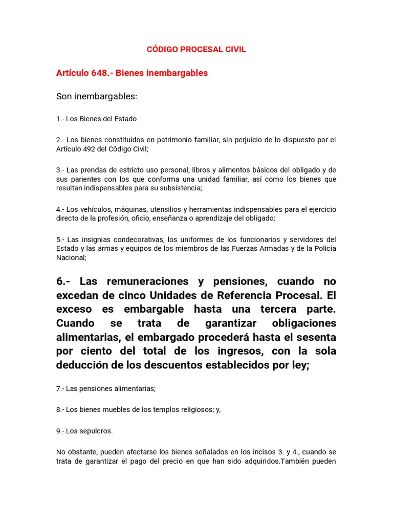 Bienes Inembargables | PDF