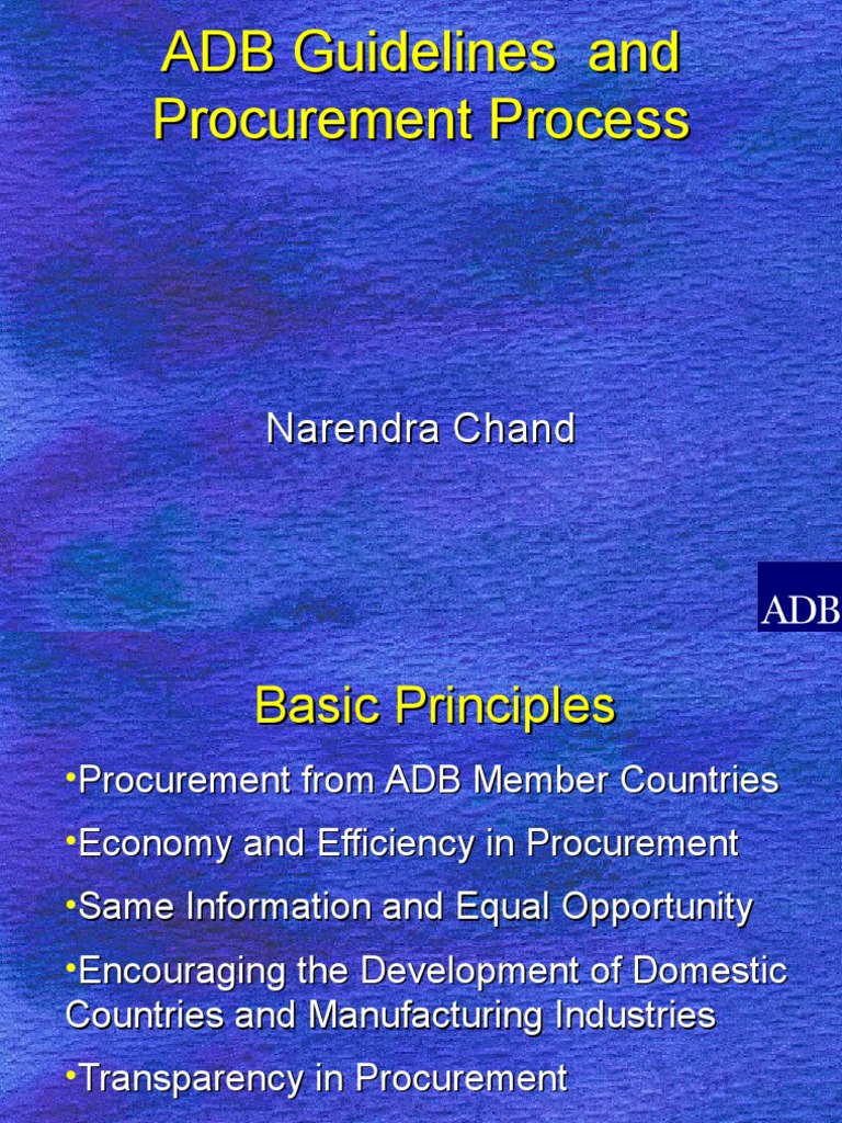 ADB Guidelines and Procurement Process | PDF | Procurement | Economies