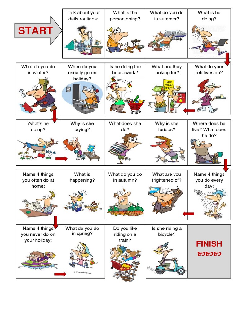 Present Simple Vs Present Continuous Board Game | PDF