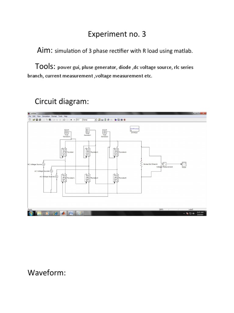 Experiment No. 3 Aim: Tools:: Simulation of 3 Phase Rectifier With R ...