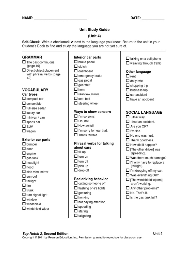 Unit Study Guide (Unit 4) | PDF | Car | Sedans