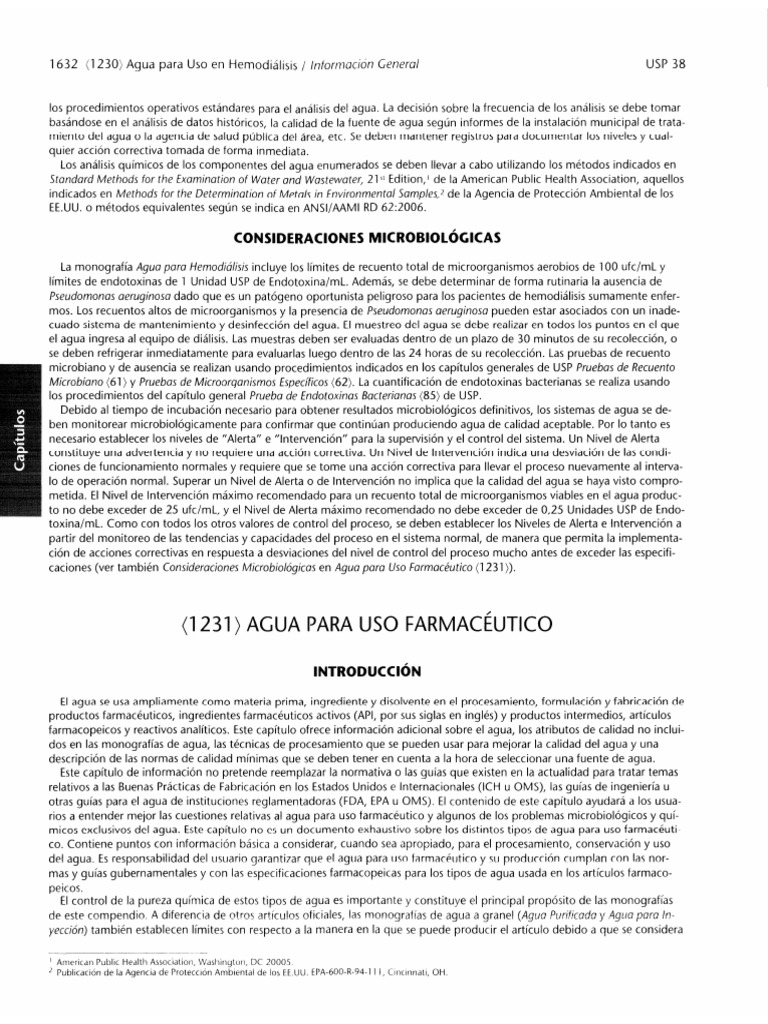 USP38 NF33 - 1231 Agua para Uso Farmacéutico PDF | PDF