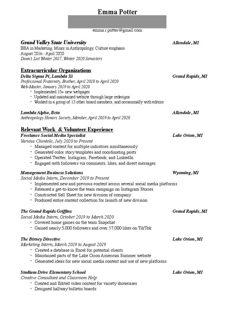 Potter Resume Websitever | PDF | Social Media | Popular Culture & Media ...