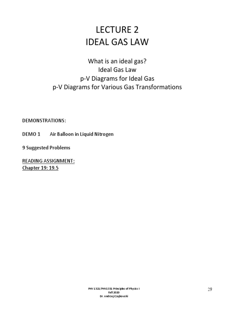Physics Ideal Gas Law Notes | PDF | Gases | Mole (Unit)