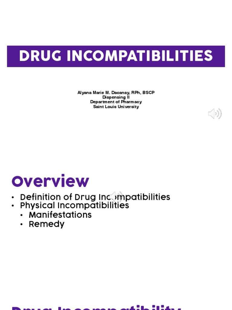 Drug Incompatibilities Guide | PDF | Solution | Solubility