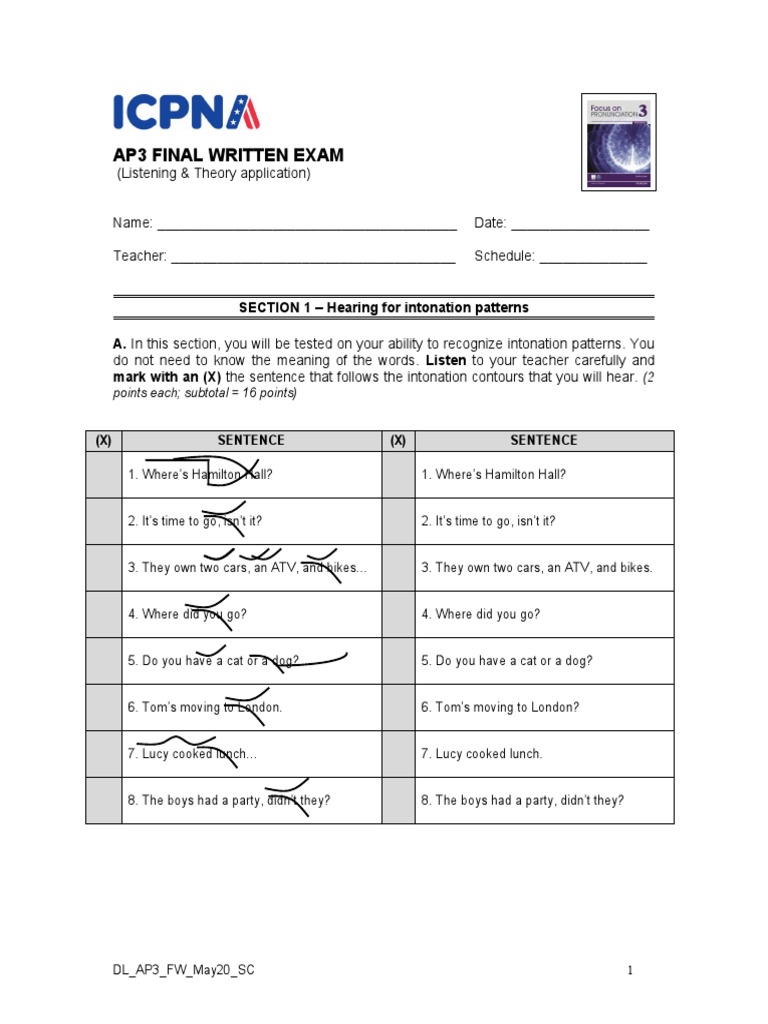 Ap3 Final Written Exam: (2 Points Each Subtotal 16 Points) | PDF