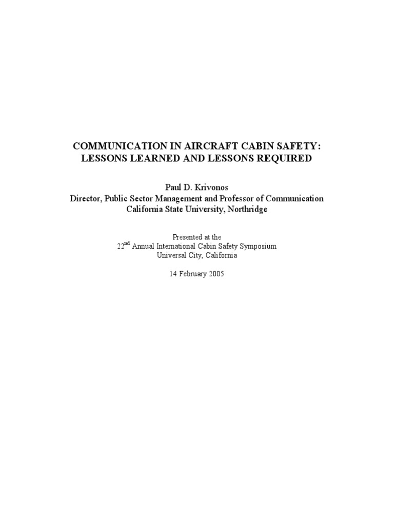 Cabin Comms in Aircraft Cabin Safety Oct 2011 | PDF | Flight Attendant ...