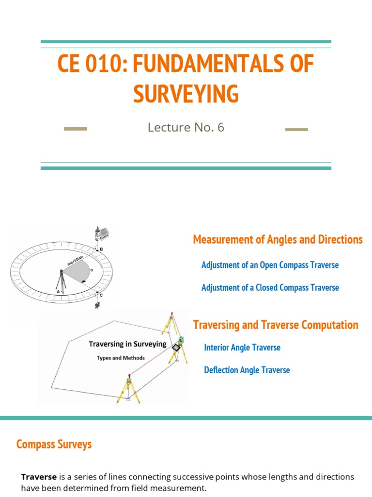 CE 010 - FUNDAMENTALS OF SURVEYING Lecture 6 | PDF | Compass | Surveying