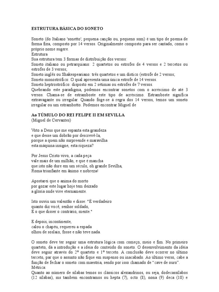 Estrutura Básica Do Soneto | PDF | Sonetos | Sílaba