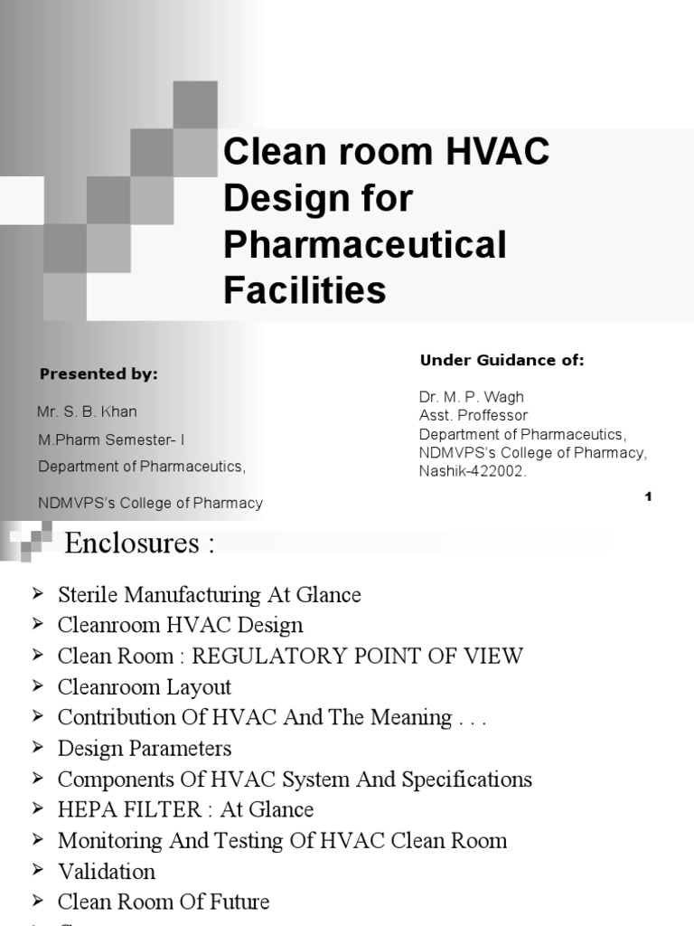 Clean Room HVAC Design For Pharmaceutical Facilities: Presented By ...