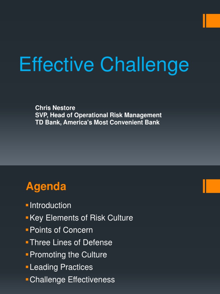 Effective Challenge: Chris Nestore SVP, Head of Operational Risk ...
