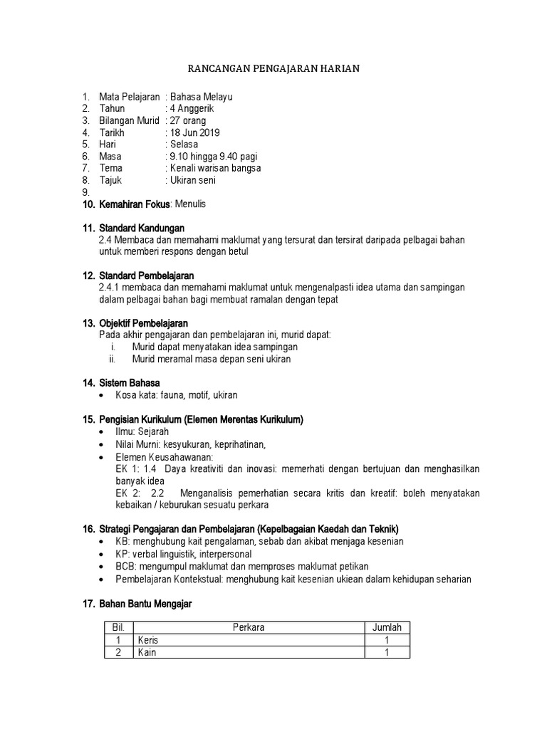 RPH BM m2 Idea Utama | PDF