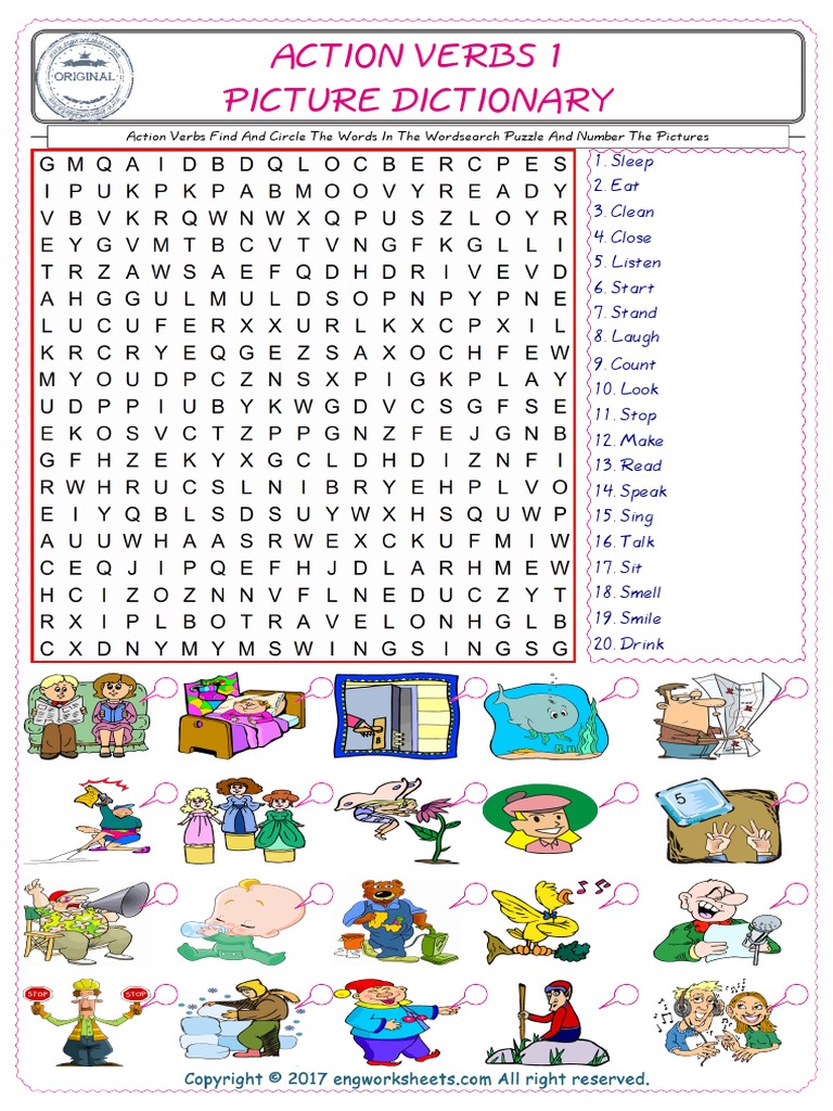 Action Verbs Word Search Puzzle | PDF | Word Search | Linguistics