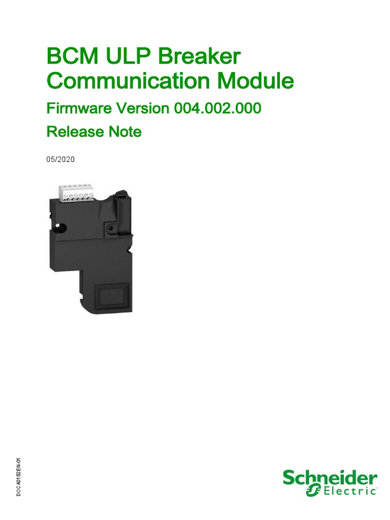 BCM ULP Breaker Communication Module: Firmware Version 004.002.000 Release Note | PDF | Safety ...