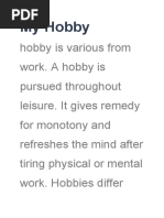 Essay on My Favorite Hobby for 10th Grade | PDF | Hobbies | Essays