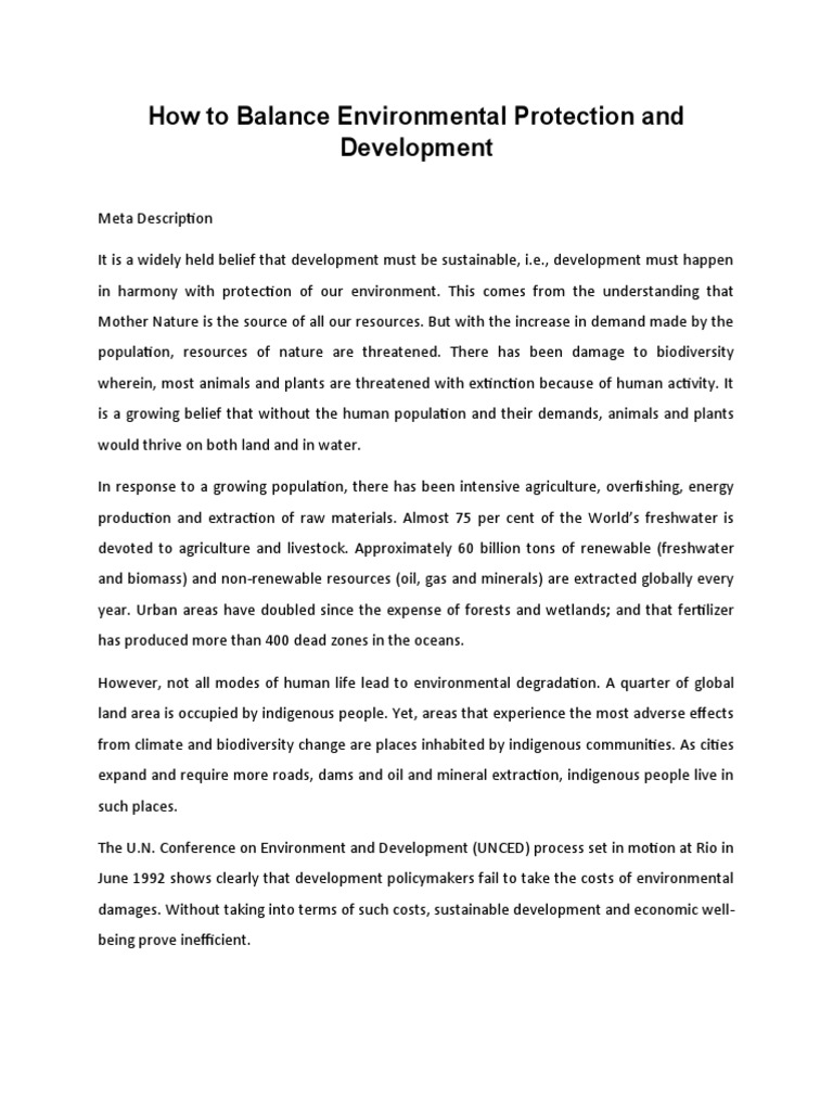 Balancing Development and Environmental Protection | PDF ...
