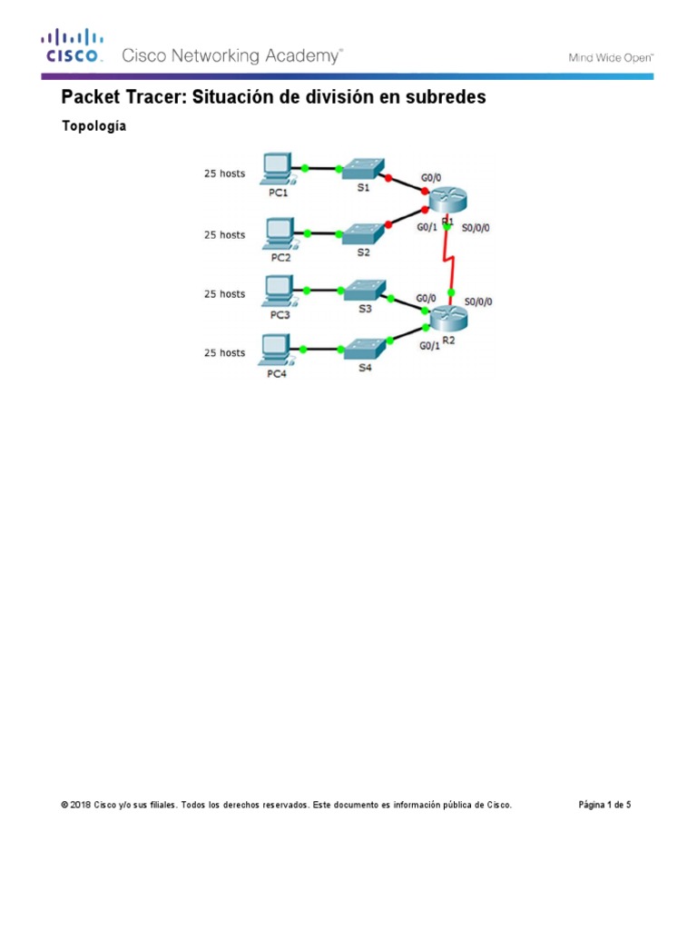 8.1.4.7 Packet Tracer - Subnetting Scenario | PDF | Dirección IP ...
