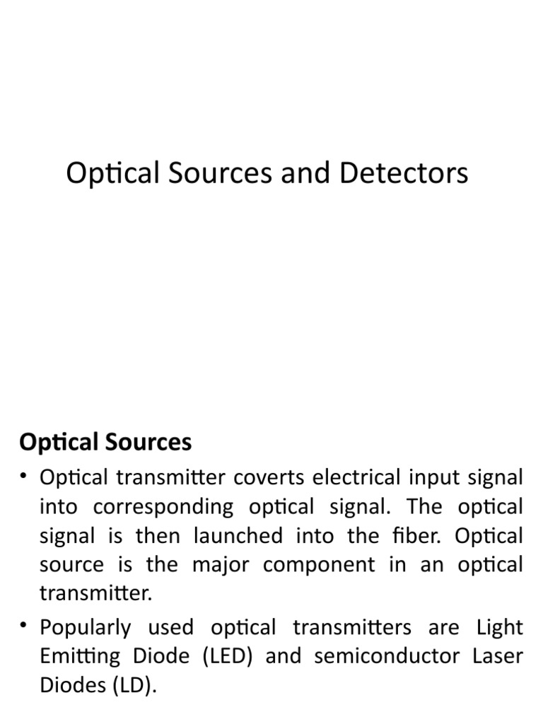 Optical Sources and Detectors | PDF | Band Gap | P–N Junction