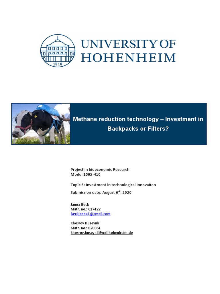 Methane Reduction Technology - Investment in Backpacks or Filters ...