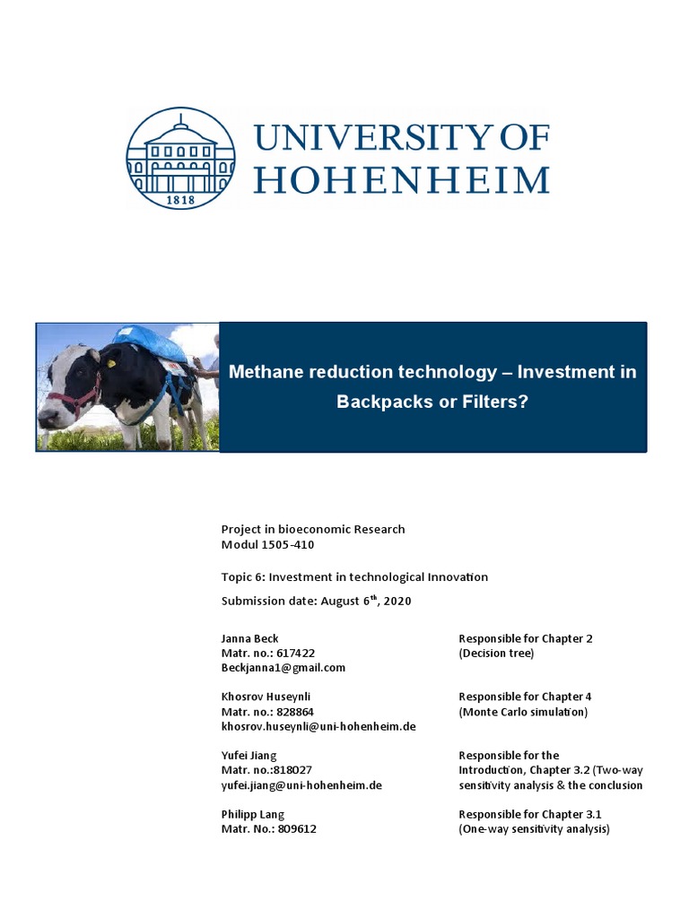 Methane Reduction Technology - Investment in Backpacks or Filters ...