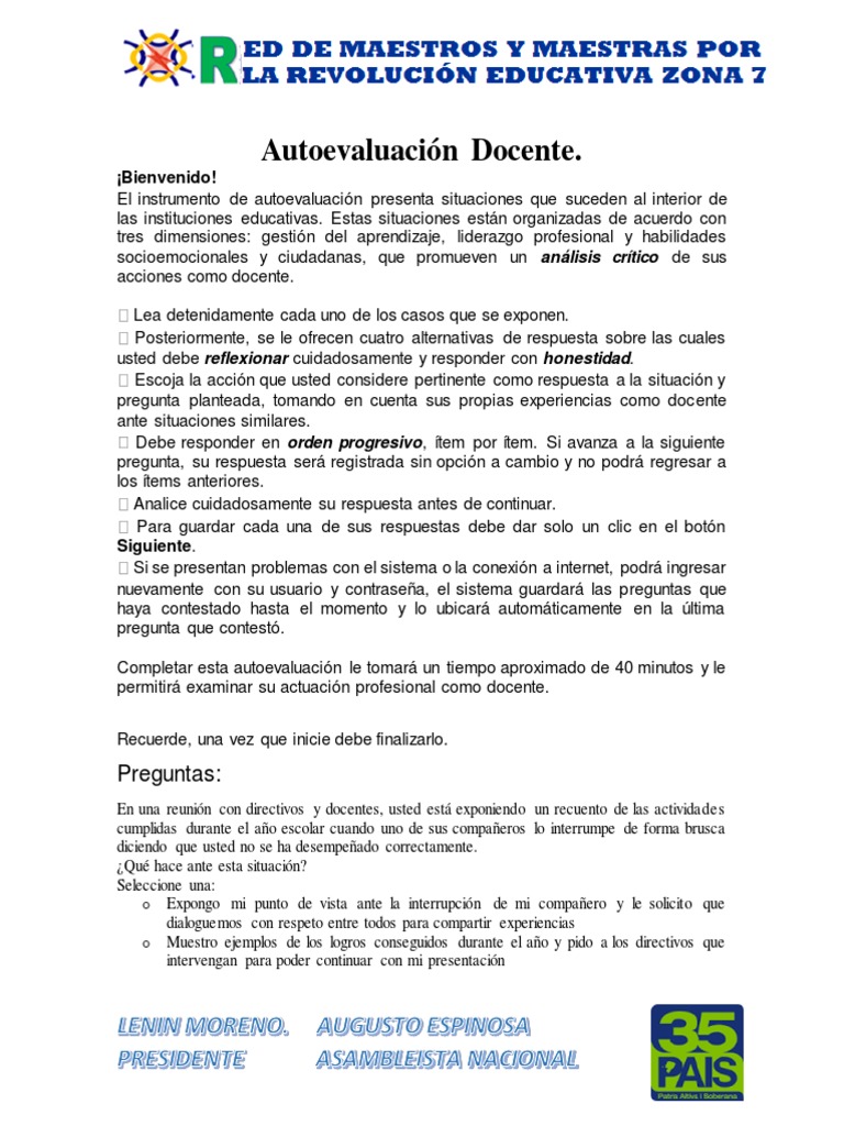 Autoevaluación Docente PDF | PDF | Creatividad | Maestros