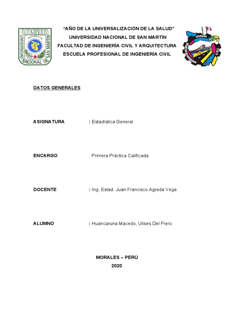 Ulises Del Piero Huancaruna Macedo - Estadistica General Ing Civil PDF ...