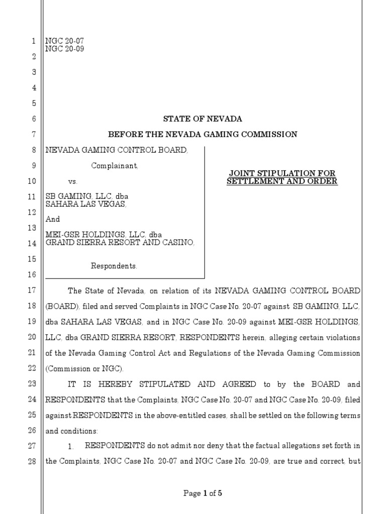 2020 09 23 SAHARA GSR Joint Stipulation For Settlement and Order Signed ...