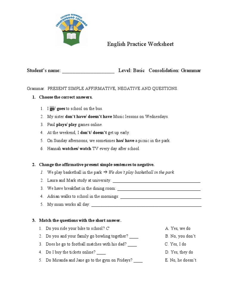 English Practice Worksheet | PDF | Morphology | Communication