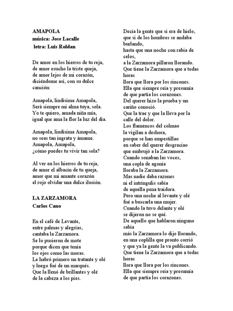 Amapola: Canciones y Poemas de Amor | PDF | Amor