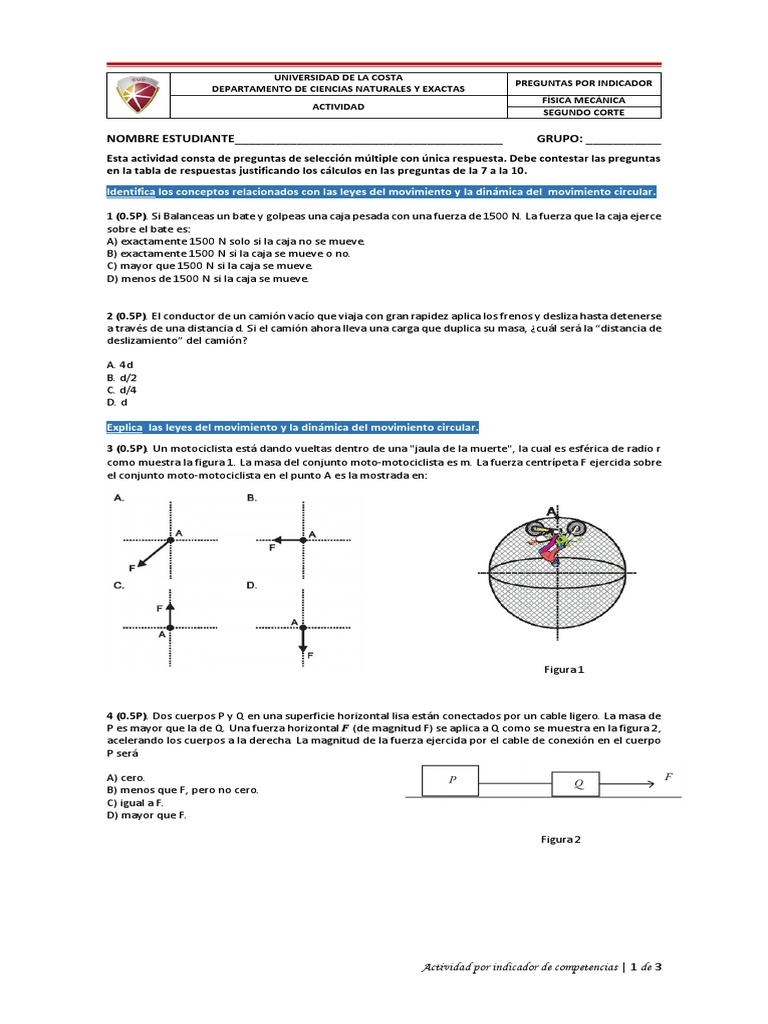 Actividad de Física: Movimiento y Dinámica | PDF | Aceleración | Las ...