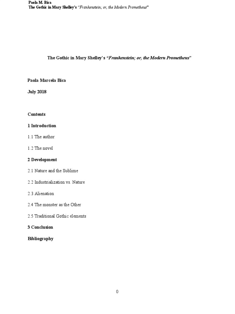 "Frankenstein Or, The Modern Prometheus ": The Gothic in Mary Shelley's ...