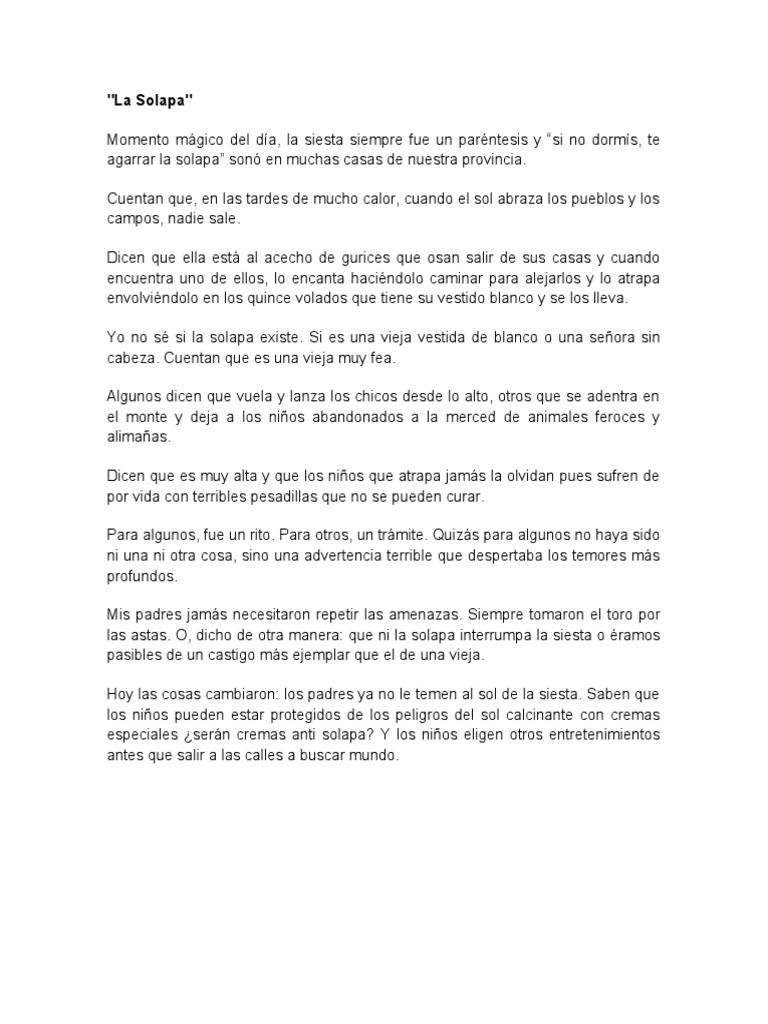 La leyenda de La Solapa | PDF