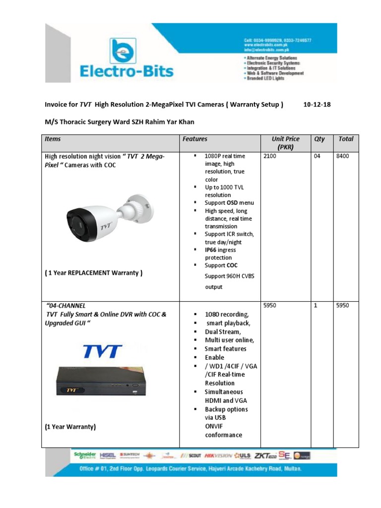 TVT High Resolution Night Vision Cameras With COC Complete System | PDF ...