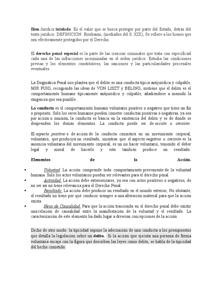 Elementos Del Tipo | PDF | Derecho penal | Intención (Derecho Penal)