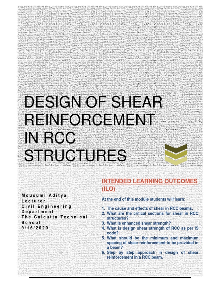 Design of Shear Reinforcement Final 17 09 2020 | PDF | Bending | Beam (Structure)