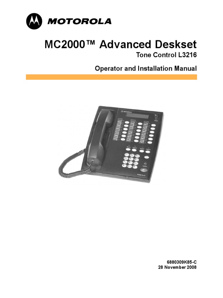 MC2000™ Advanced Deskset: Tone Control L3216 Operator and Installation ...