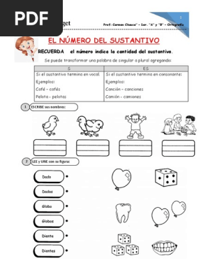 Hoja De Trabajo De Sustantivos Singulares
