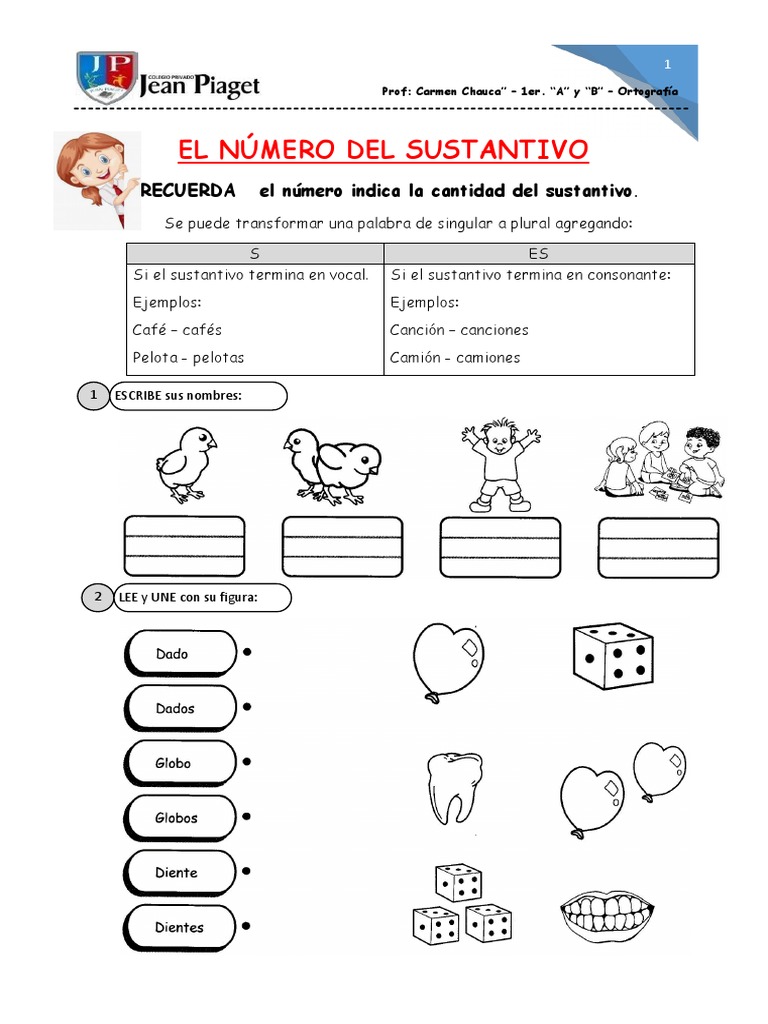 Hoja De Trabajo De Sustantivos Posesivos En Singular Y Plural