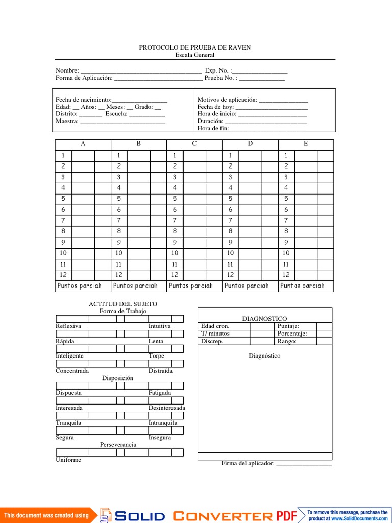 Protocolo Hoja de Respuesta Raven | PDF