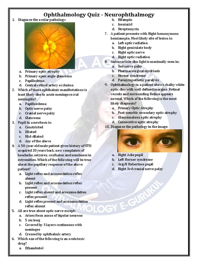 Neuroophthalmology Quiz Insights | PDF | Nerve | Ophthalmology