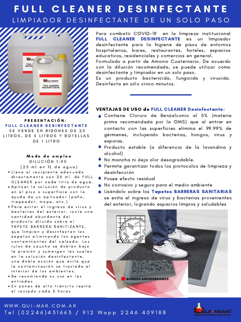 Full Cleaner Desinfectante | PDF | Productos quimicos | Naturaleza
