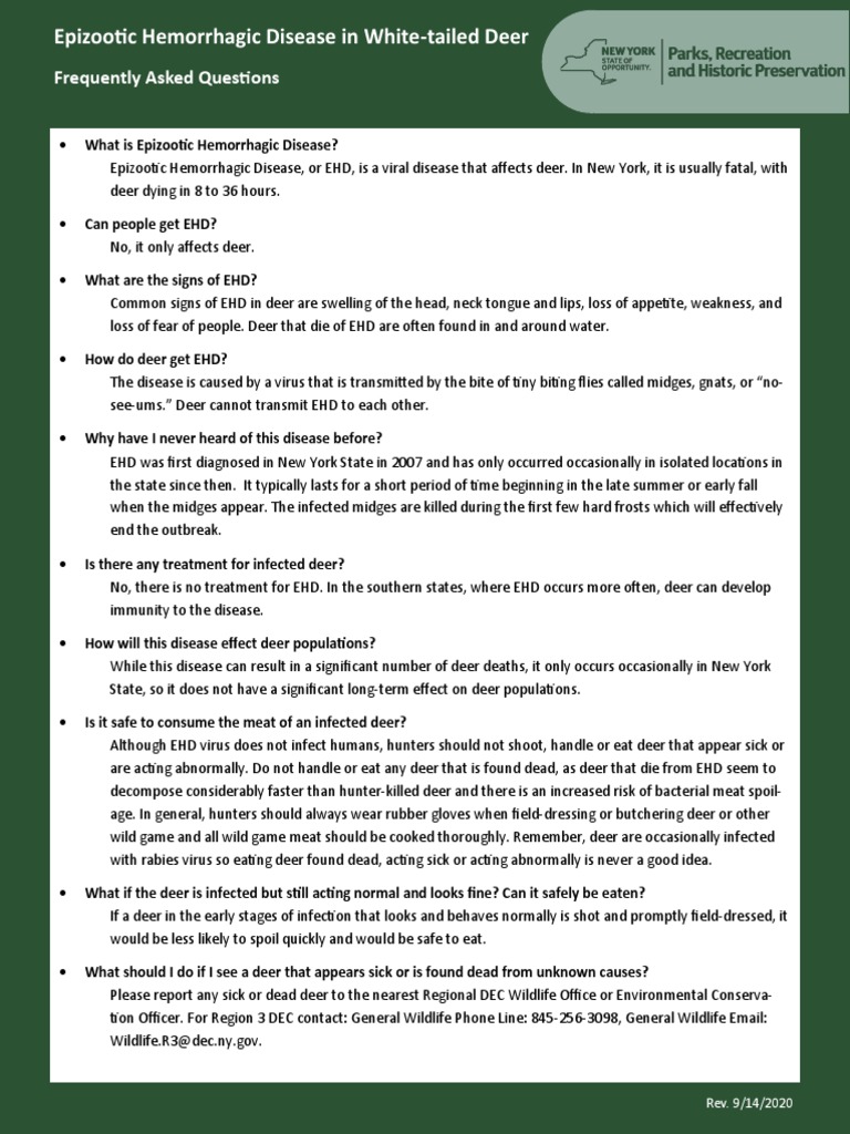 Epizootic Hemorrhagic Disease in White-Tailed Deer: Frequently Asked ...